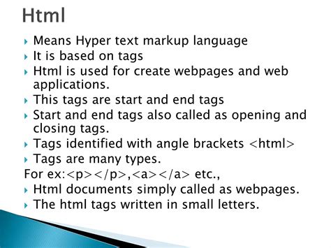 Html Tutorial PPTX Web Design And HTML Internet
