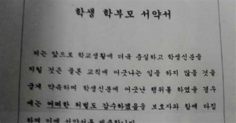 처벌 감수 서약서 이어 학생 체벌 논란