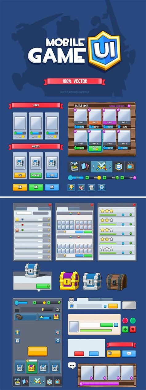 Mobile Game Ui 100 Vector A Templates And Theme By Game Ui Art Social Games Game Ui Mobile Game