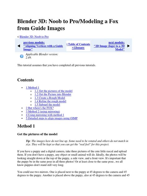 Blender 3d Noob To Promodeling A Fox From Guide Images Pdf 3 D