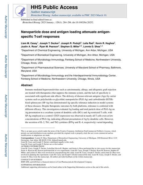 Pdf Nanoparticle Dose And Antigen Loading Attenuate Antigen Specific