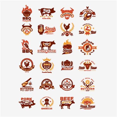 그릴과 바베 큐 배지 스티커 일러스트 엠 블 럼 설정 야외 파티 상 도구 Png 일러스트 및 벡터 에 대한 무료 다운로드 Pngtree Barbecue