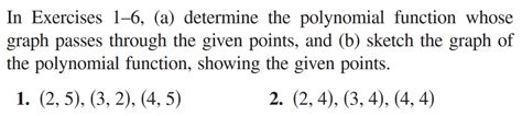 Solved Determine The Polynomial Function Whose Graph Passes