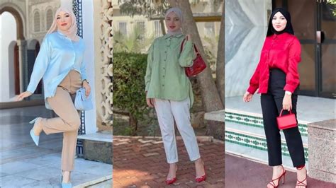 افكار تنسيق بنطلون سروال كلاسيك وليكات للمحجبات Tenues Classiques