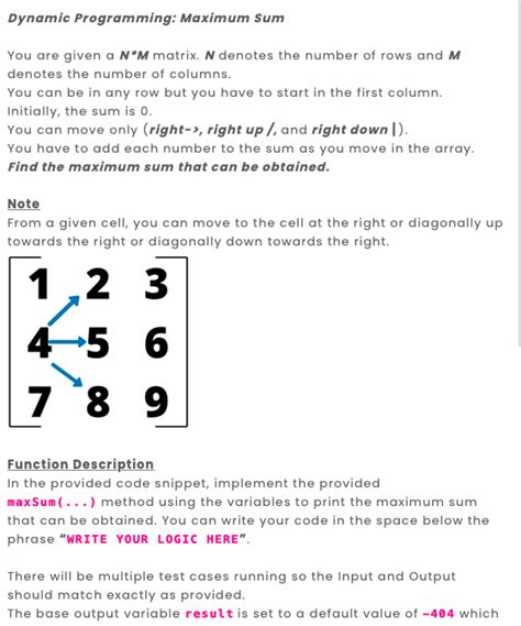 Solved Dynamic Programming Maximum Sum You Are Given A Nm