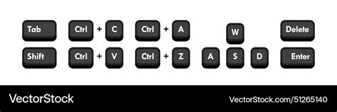 different computer keyboard buttons combinations vector image