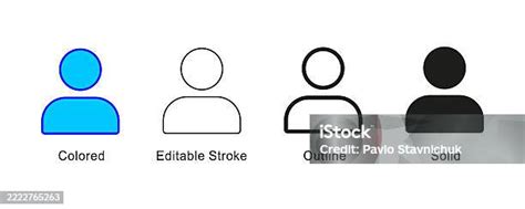 사용자 아바타 아이콘 색상이 지정된 프로필 기호 편집 가능한 획 윤곽선 및 단색 스타일 인물 기호 벡터 개성 개념에 대한 스톡 벡터 아트 및 기타 이미지 Istock