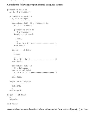 Solved Consider The Following Program Defined Using Ada
