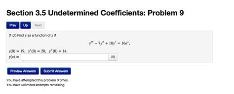 Solved Section Undetermined Coefficient Problem Find Chegg