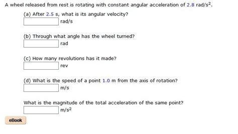 Solved A Wheel Released From Rest Is Rotating With A Constant Angular Acceleration Of 28 Rad
