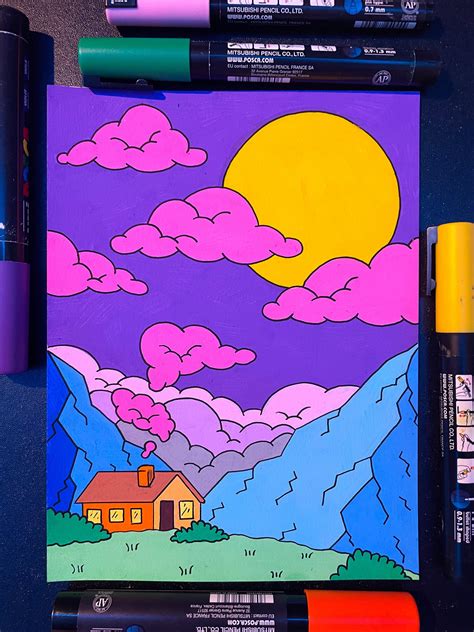 Pink Smokey Cloudsoriginal Trippy Posca Pen Illustration Etsy Pink Smokey Cloudsoriginal Trippy Posca Pen Illustration Etsy