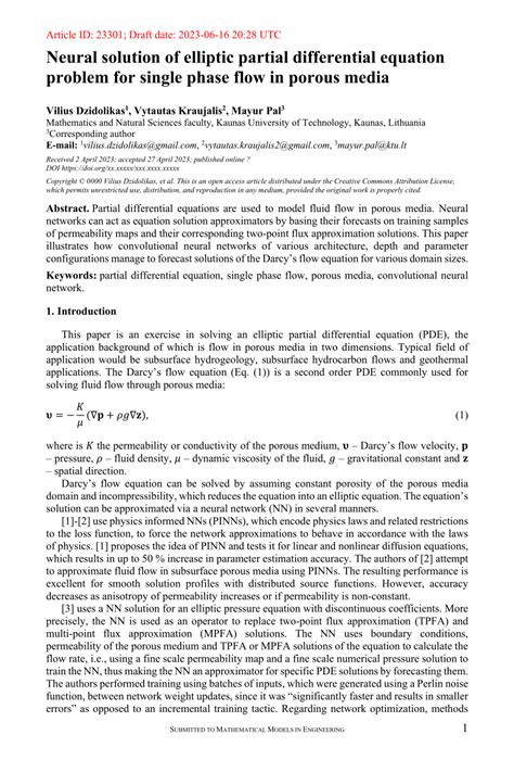 Pdf Neural Solution Of Elliptic Partial Differential Equation Problem
