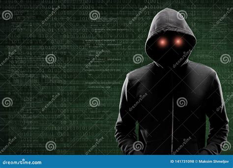 Dangerous Hacker Over Abstract Digital Background With Binary Code