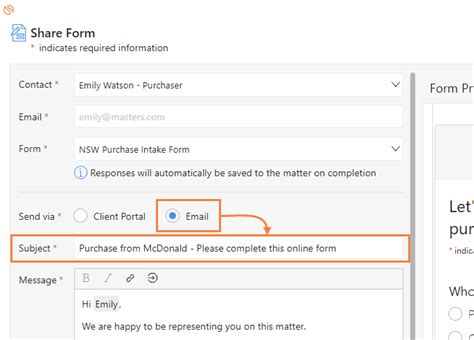 Customise Client Messages In Intake Forms Smokeball Support Hub
