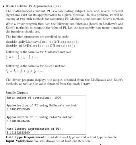 solved bonus problem pi approximator pi c the