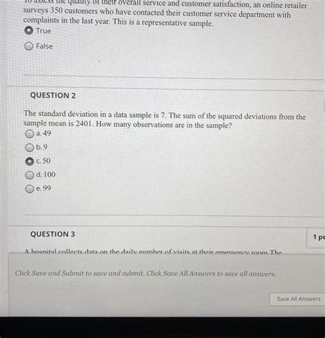 Solved The Standard Deviation In Data Sample Is 7 The Sum