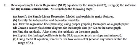 Solved Develop A Simple Linear Regression SLR Equation Chegg