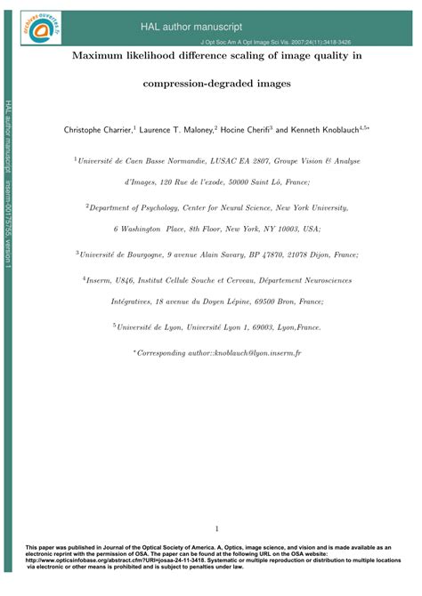 pdf maximum likelihood difference scaling of image quality in