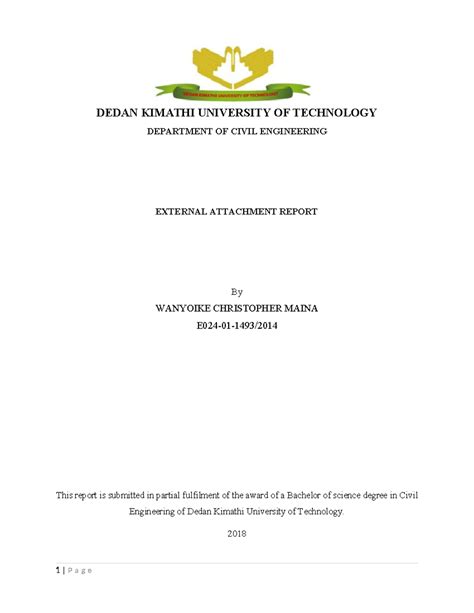 Final Report 2018 Dedan Kimathi University Of Technology Department
