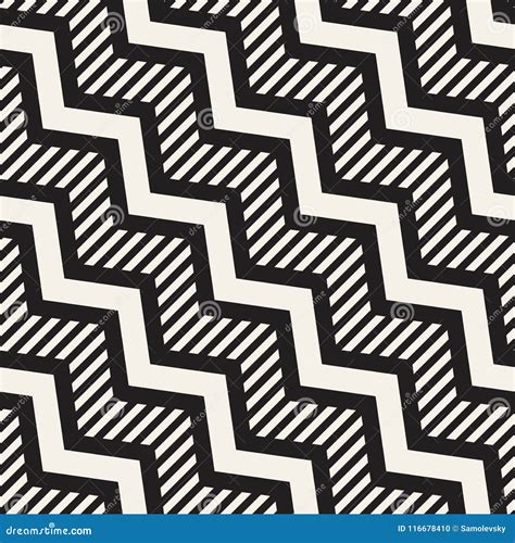 Vector Seamless Zigzag Line Pattern Abstract Stylish Geometric Background Repeating Lattice