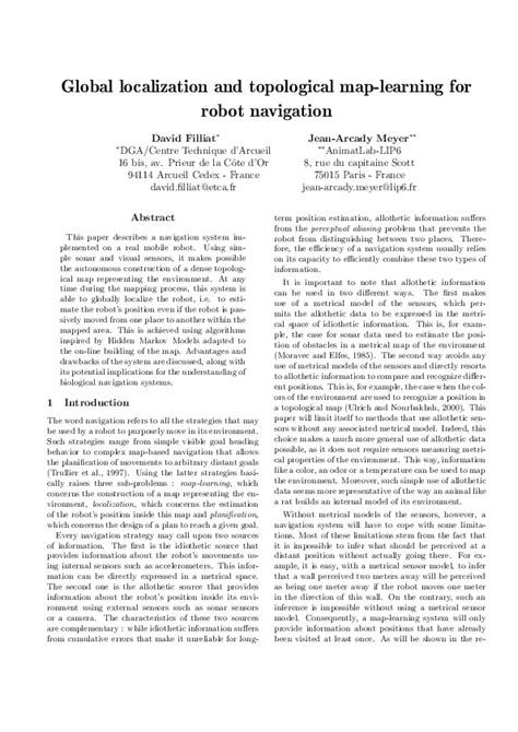 Pdf Global Localization And Topological Map Learning For Robot Navigation