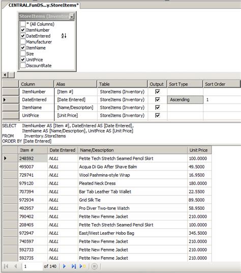 Microsoft SQL Server Lesson Sorting Records