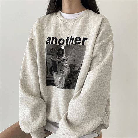 고퀄도톰기모 남여공용 오버핏 흑백 프린팅 기모 맨투맨 4color 에이블리