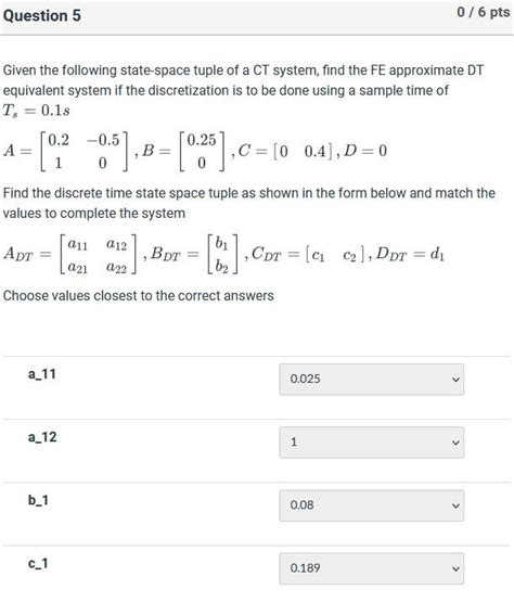 solved question 5 0 6 pts given the following state space