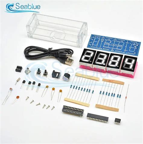Led Electronic Clock Diy Kit Microcontroller Kit Red Blue Green White Digital Clock Time Light