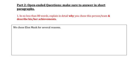 Solved Part Open Ended Questions Make Sure To Answer In Chegg