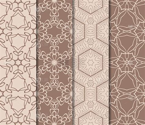 一套现代几何图案。无缝的矢量图。用于室内设计、印刷、墙纸、填充图案。肤色的颜色素材 花瓣网