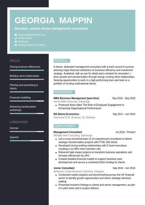 Consultant Cv Example Cvwizard