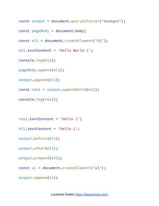 JavaScript Lessons 2023 PDF