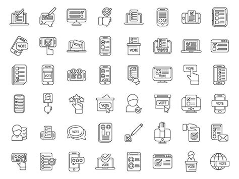 Premium Vector Online Voting Icons Set Outline Vector Election Online