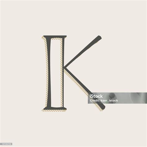 우아한 K 레터 세리프 글꼴 로고 그림자 선이있는 클래식 한 얇은 펜 글자 0명에 대한 스톡 벡터 아트 및 기타 이미지 0명