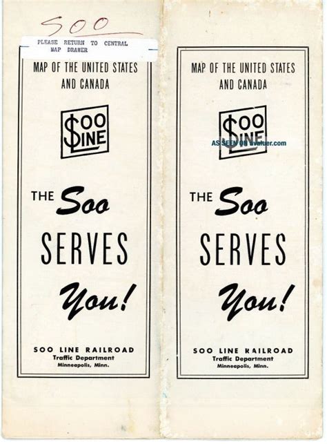 Soo Line Map Of The United States And Canada 1956 Maps Paper 46429591