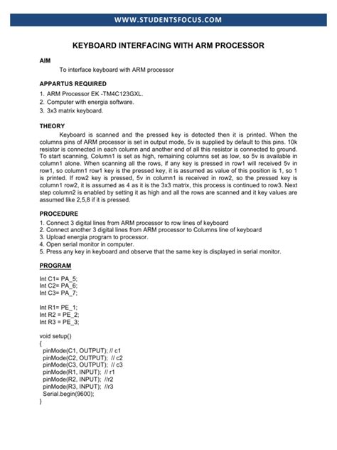 keyboard interfacing with arm processor pdf computer keyboard