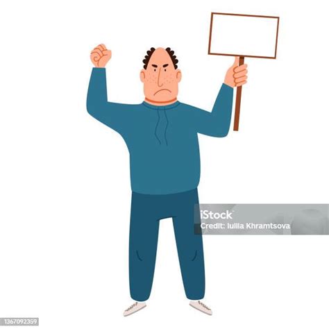 트랙수트를 입은 회색 머리의 남자가 손에 텍스트에 대한 표지판이 있습니다 주먹을 들고 차별에 반대하는 시위하는 사람 공격성에