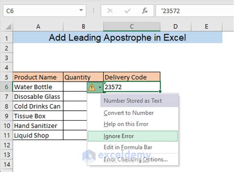 How To Add Leading Apostrophe In Excel Ways ExcelDemy