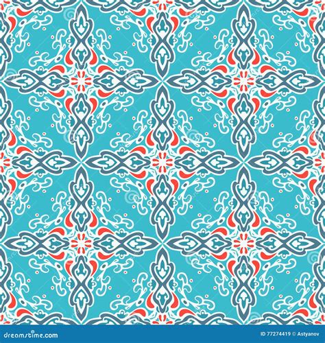 Seamless Abstract Tiled Pattern Vector Stock Vector Illustration Of Ethnic Damask 77274419