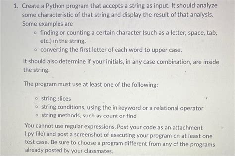 Solved 1 Create A Python Program That Accepts A String As