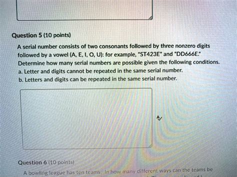 Solved Question 5 10 Points A Serial Number Consists Of Two