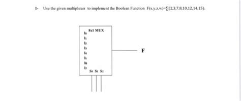 Solved 1 Use The Given Multiplexer To Implement The Boolean