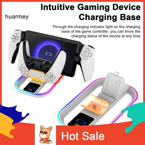 Hmy Gaming Controller Charging Base With Rgb Lights Compact Design Portable Game Console