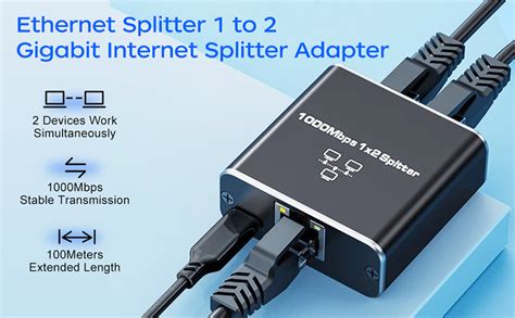 Oliveria Lan Splitter 1 Auf 2 1000mbps Ethernet Splitter Lan Switch 2 Port Mit Type C Netzkabel