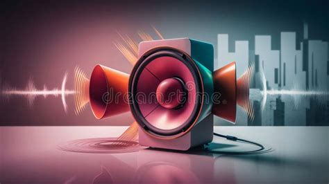 Abstract Sound Wave Visualization Modern Speaker High Quality Image Stock Illustration
