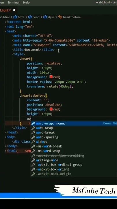 Create Heart Using Html And Css Html Css Project🌀 Html Css Shorts