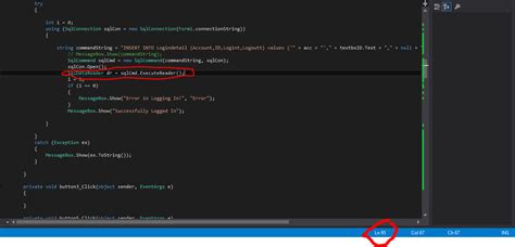 c syntax error ocurring on the data reader stack overflow