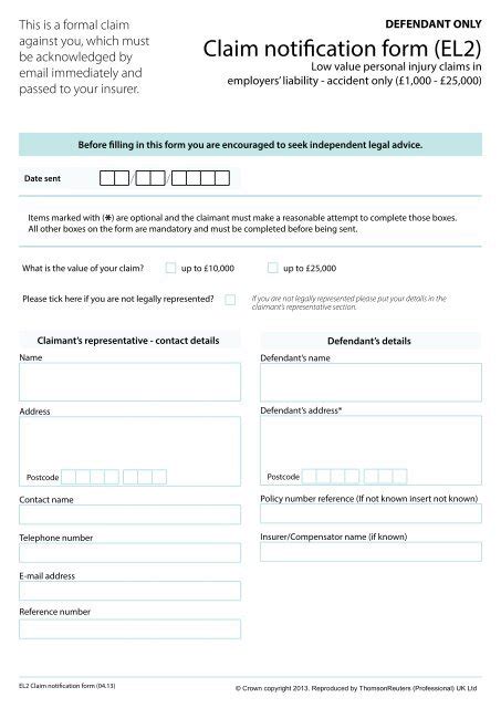 Claim Notification Form El2