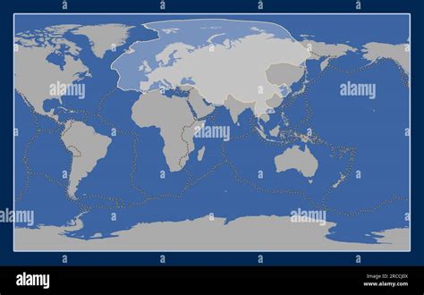 Shape Of The Eurasian Tectonic Plate On The Solid Contour Map In The Compact Miller Projection